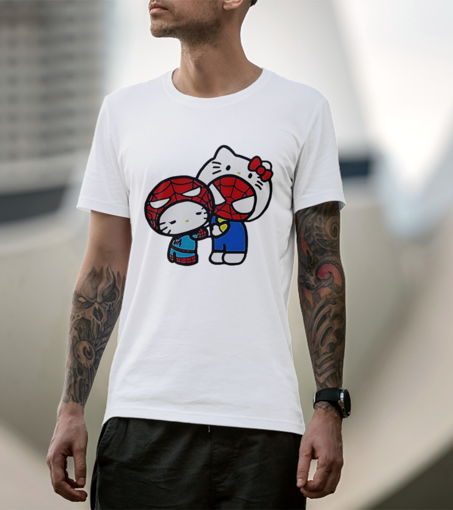 Kitty Hug Spider Man Mask Cute T-Shirt