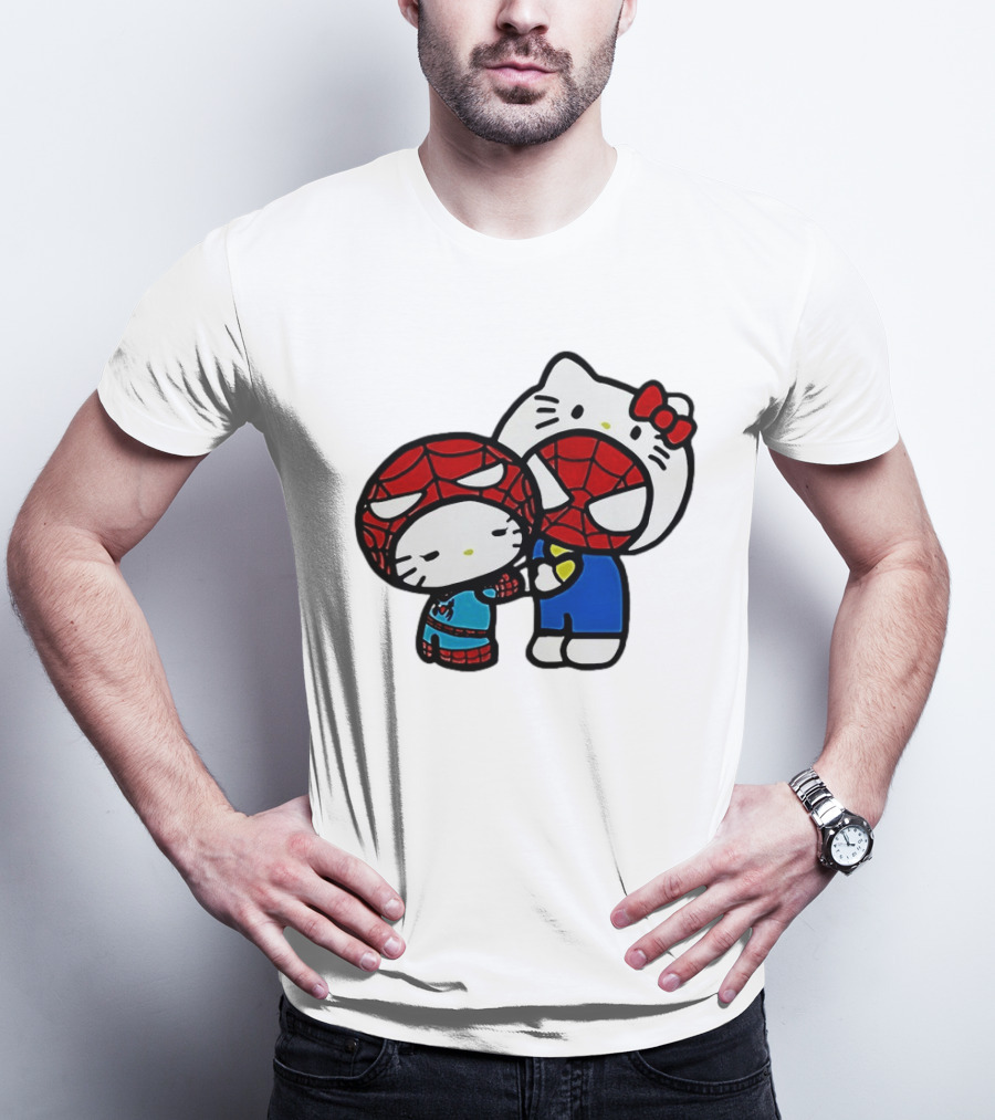 Kitty Hug Spider Man Mask Cute T-Shirt