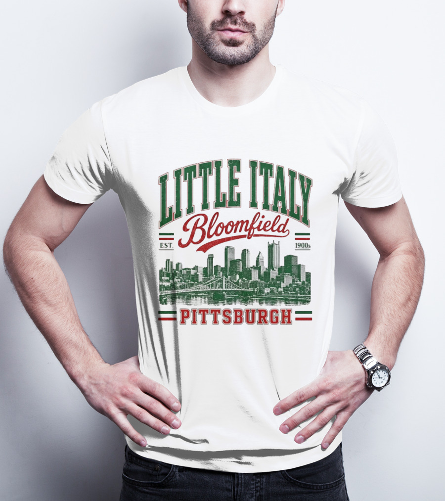 Little Italy Bloomfield Pittsburgh Est. 1900s Skyline Heritage T-Shirt