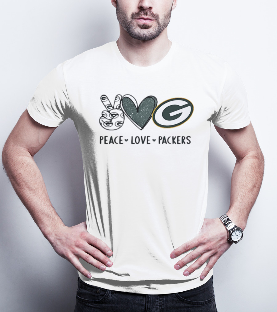 Peace Love Green Bay Packers Football Team NFL Fan Merchandise T-Shirt