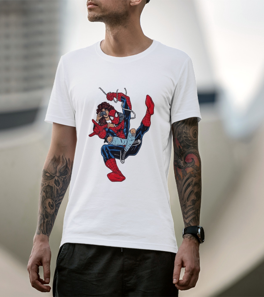 Spider Man The Heart Behind The Hero Photography Pose T-Shirt