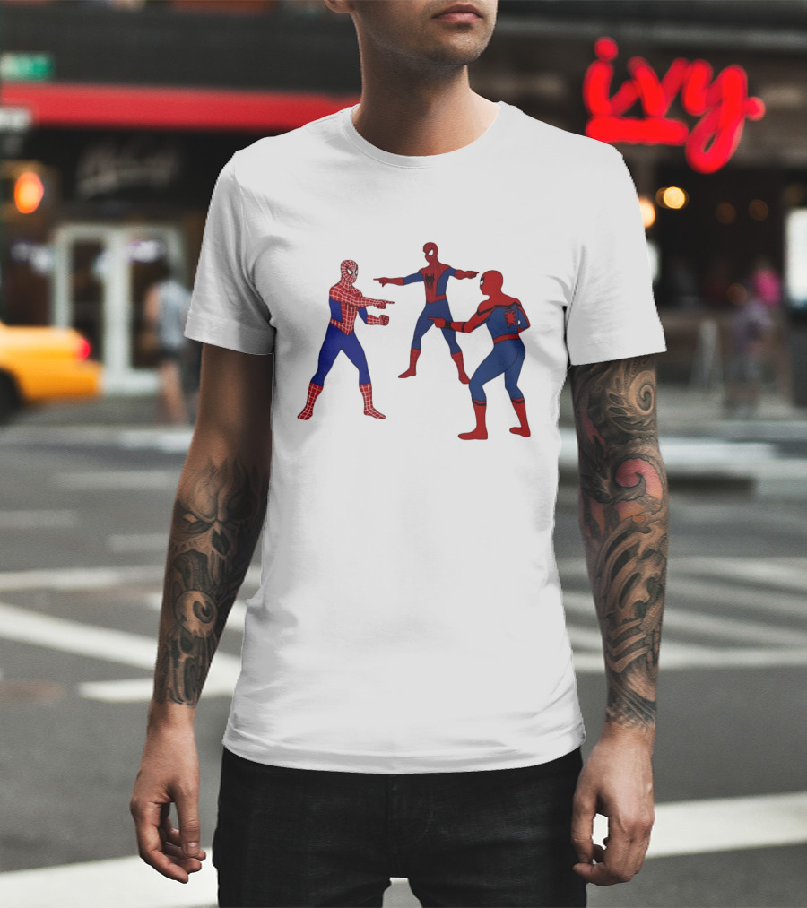 Spiderman Pointing Meme Marvel Superhero Comic Book Iconic Scene 2026 T-Shirt