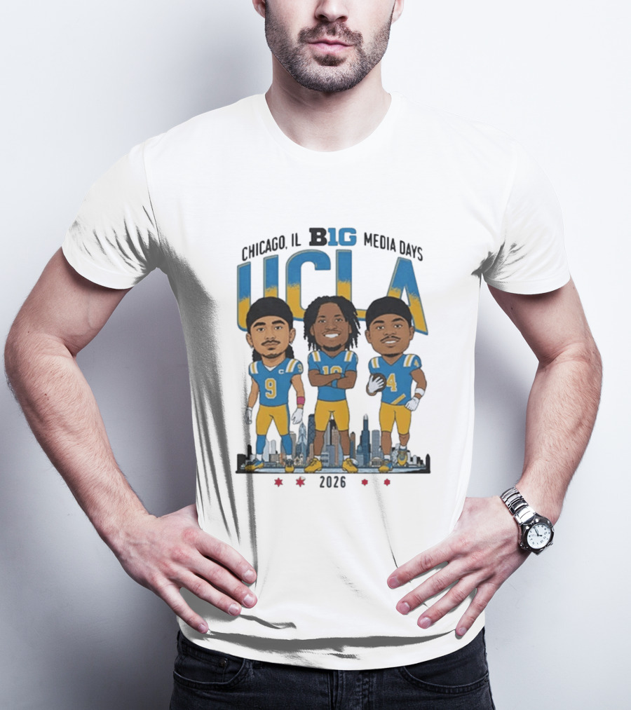 Chicago IL Big Media Days UCLA Bruins Football 2026 Player Caricature T-Shirt