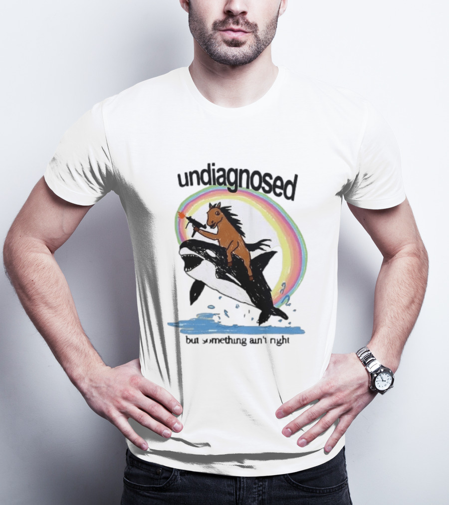 Undiagnosed Horse Riding Orca But Something Ain't Right Gun Rainbow T-Shirt
