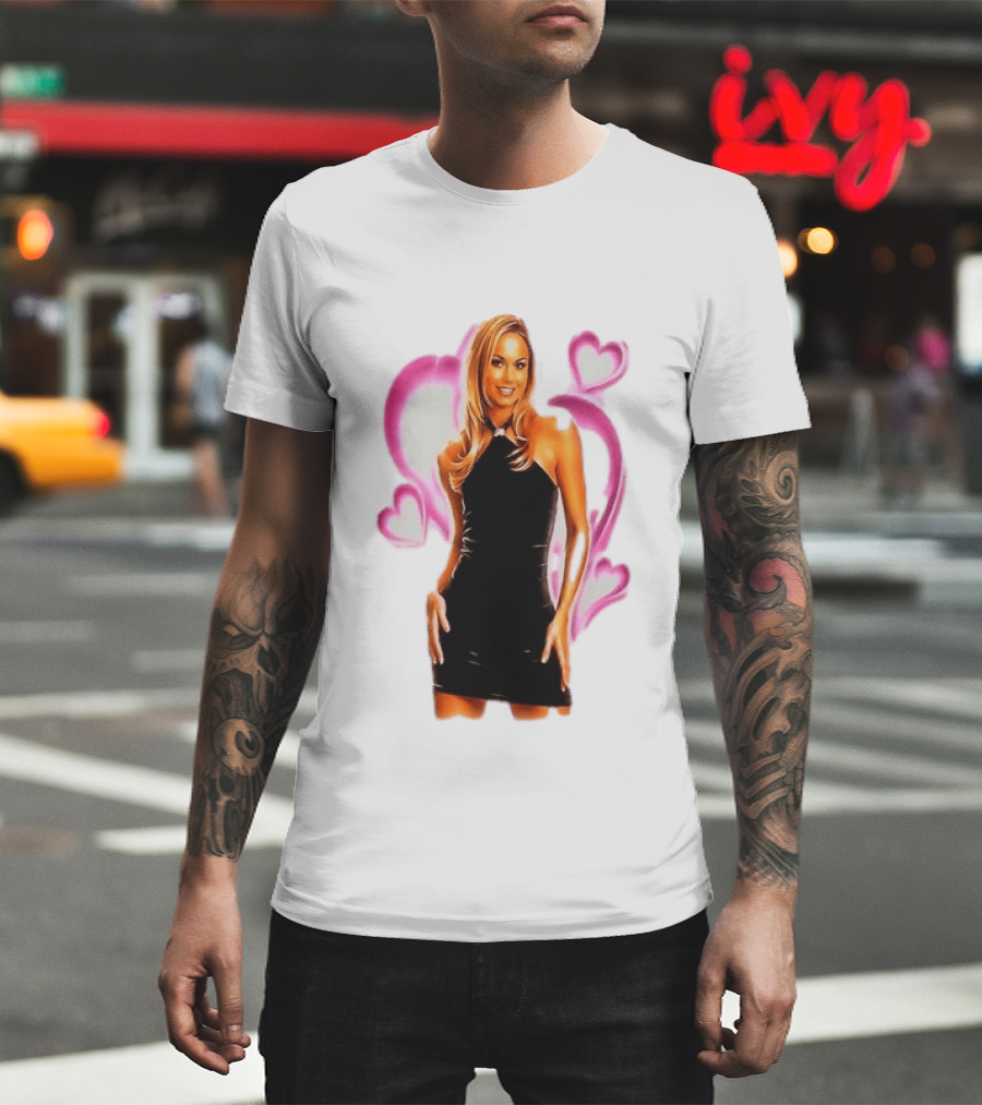 WWE Stacy Keibler Pink Hearts Glamorous Pose T-Shirt