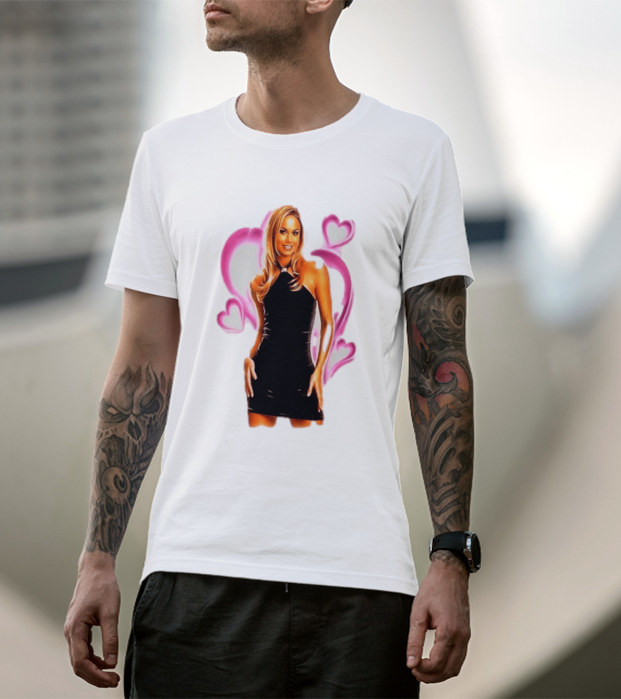 WWE Stacy Keibler Pink Hearts Glamorous Pose T-Shirt
