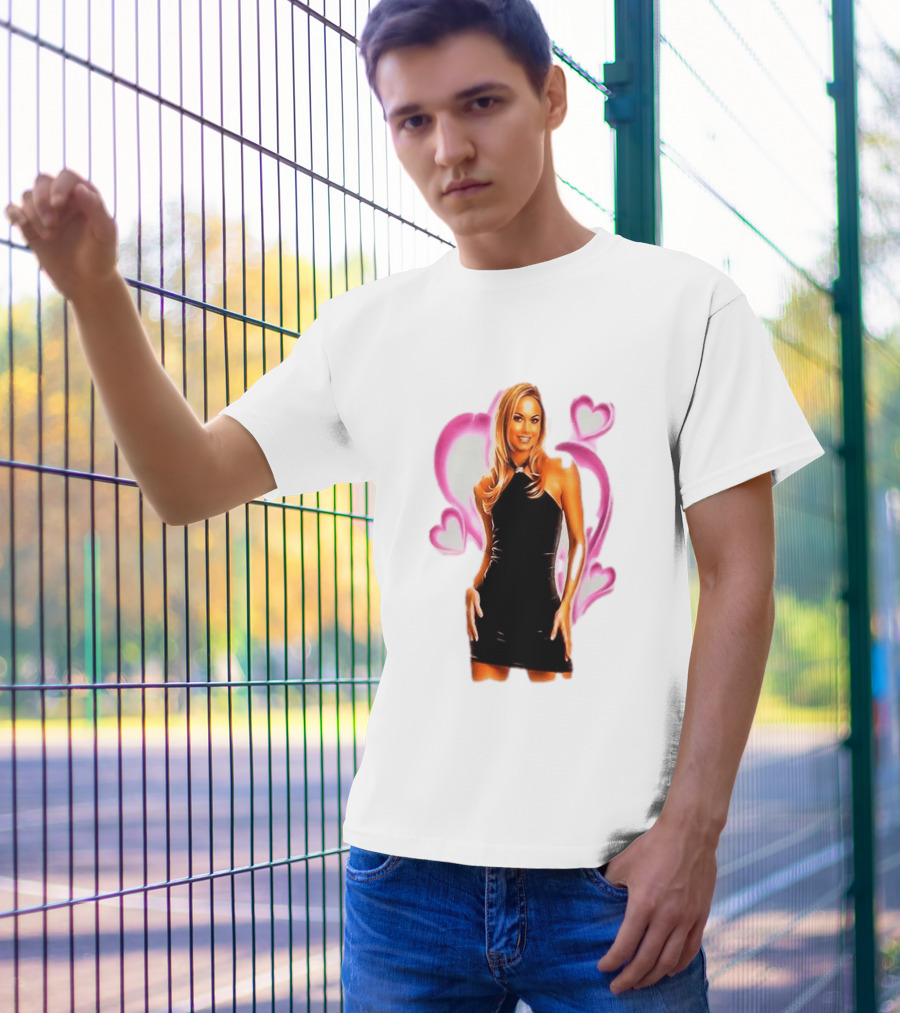 WWE Stacy Keibler Pink Hearts Glamorous Pose T-Shirt
