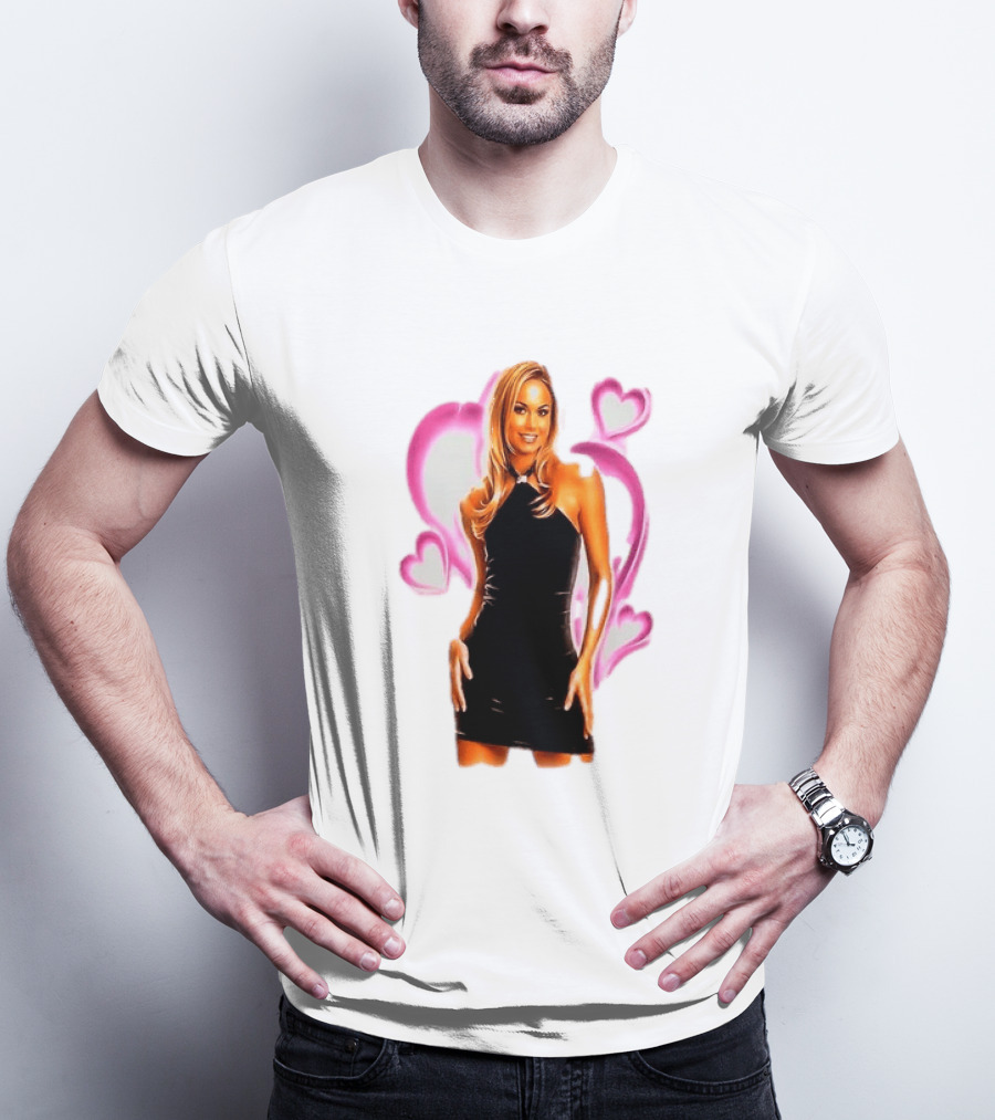 WWE Stacy Keibler Pink Hearts Glamorous Pose T-Shirt