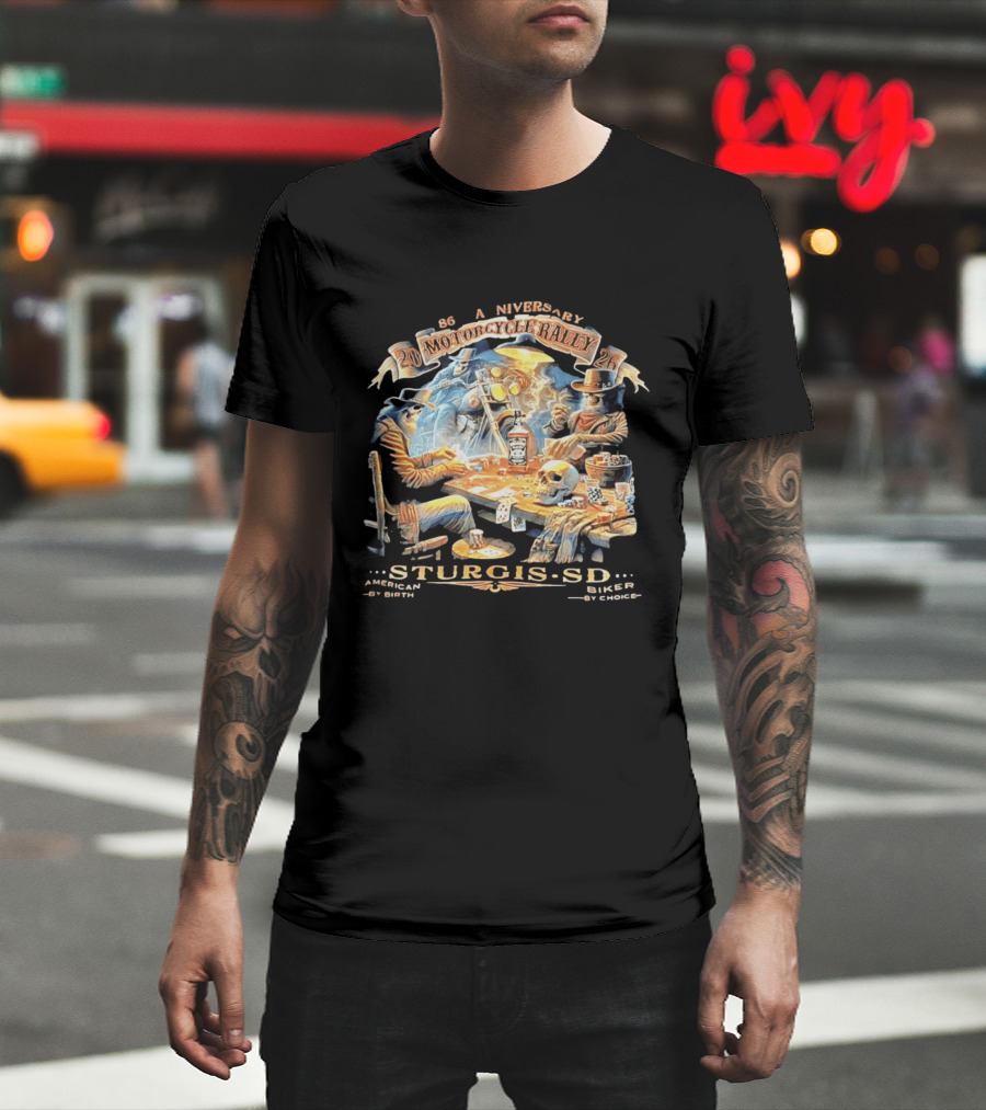 86th Anniversary Sturgis SD 2026 Motorcycle Rally American By Birth Biker By Choice T-Shirt