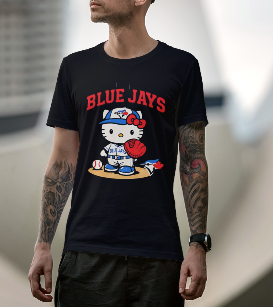 Hello Kitty Toronto Blue Jays Collaboration Baseball Cute Character Merchandise T-Shirt