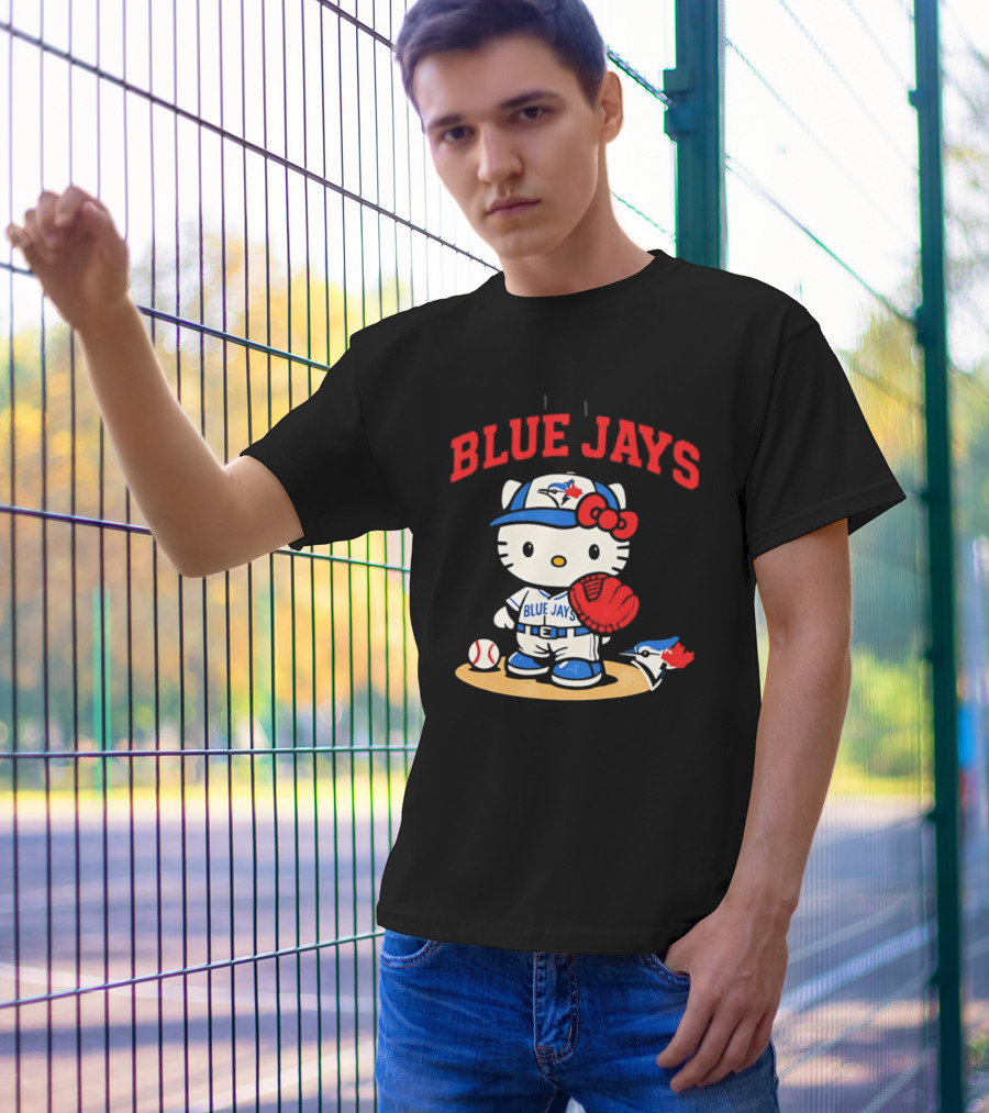 Hello Kitty Toronto Blue Jays Collaboration Baseball Cute Character Merchandise T-Shirt