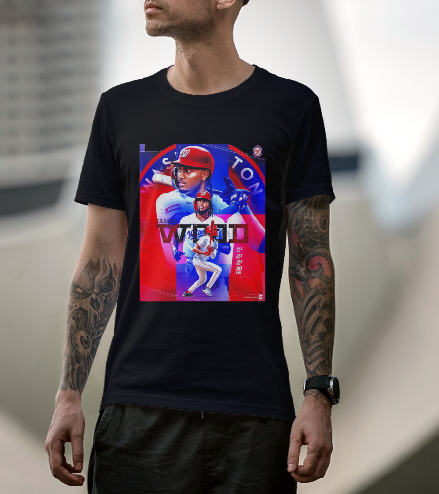 James Wood Washington Nationals .272 AVG .398 OBP 30 HR Collage T-Shirt