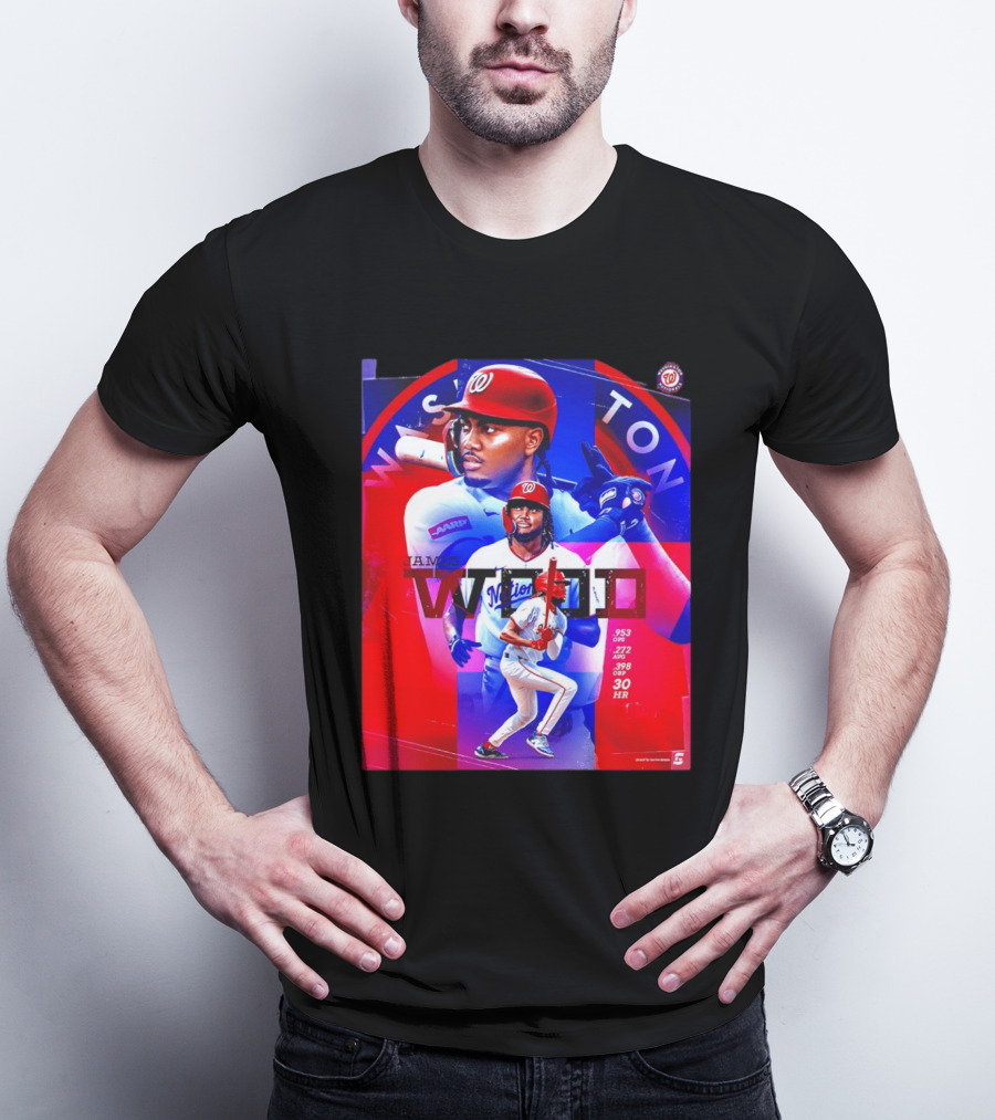James Wood Washington Nationals .272 AVG .398 OBP 30 HR Collage T-Shirt