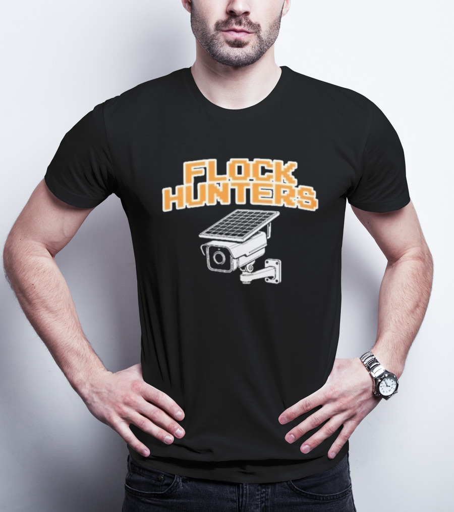 Flock Hunters Drinkin Bros Surveillance Camera Solar Panel T-Shirt