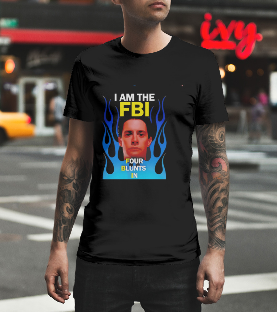 I Am The FBI Four Blunts In Special Agent Dale Cooper Blue Flame T-Shirt