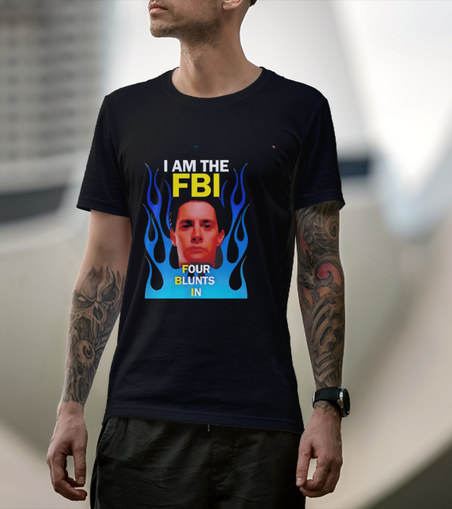 I Am The FBI Four Blunts In Special Agent Dale Cooper Blue Flame T-Shirt