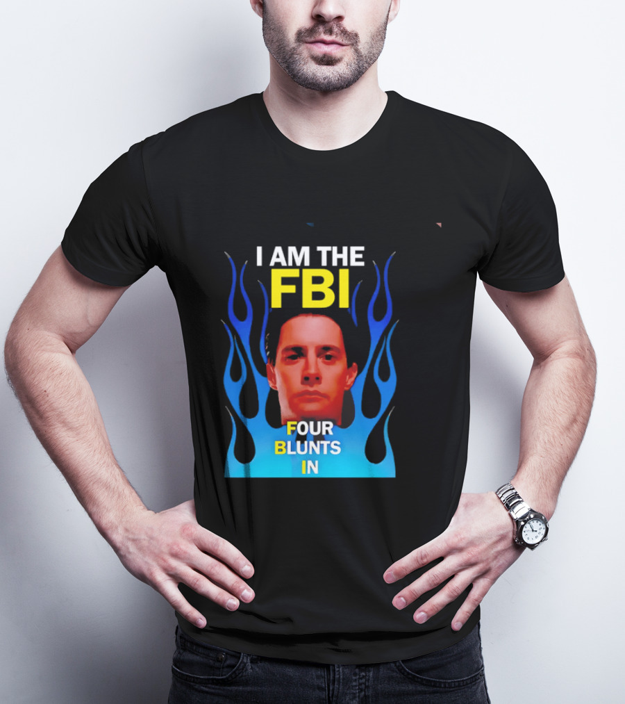 I Am The FBI Four Blunts In Special Agent Dale Cooper Blue Flame T-Shirt