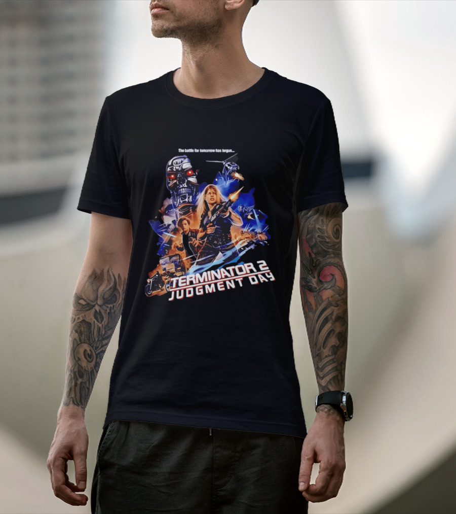 The Battle For Tomorrow Has Begun Terminator 2 Judgment Day Arnold Schwarzenegger Linda Hamilton 800 Cyberdyne Skynet T-Shirt