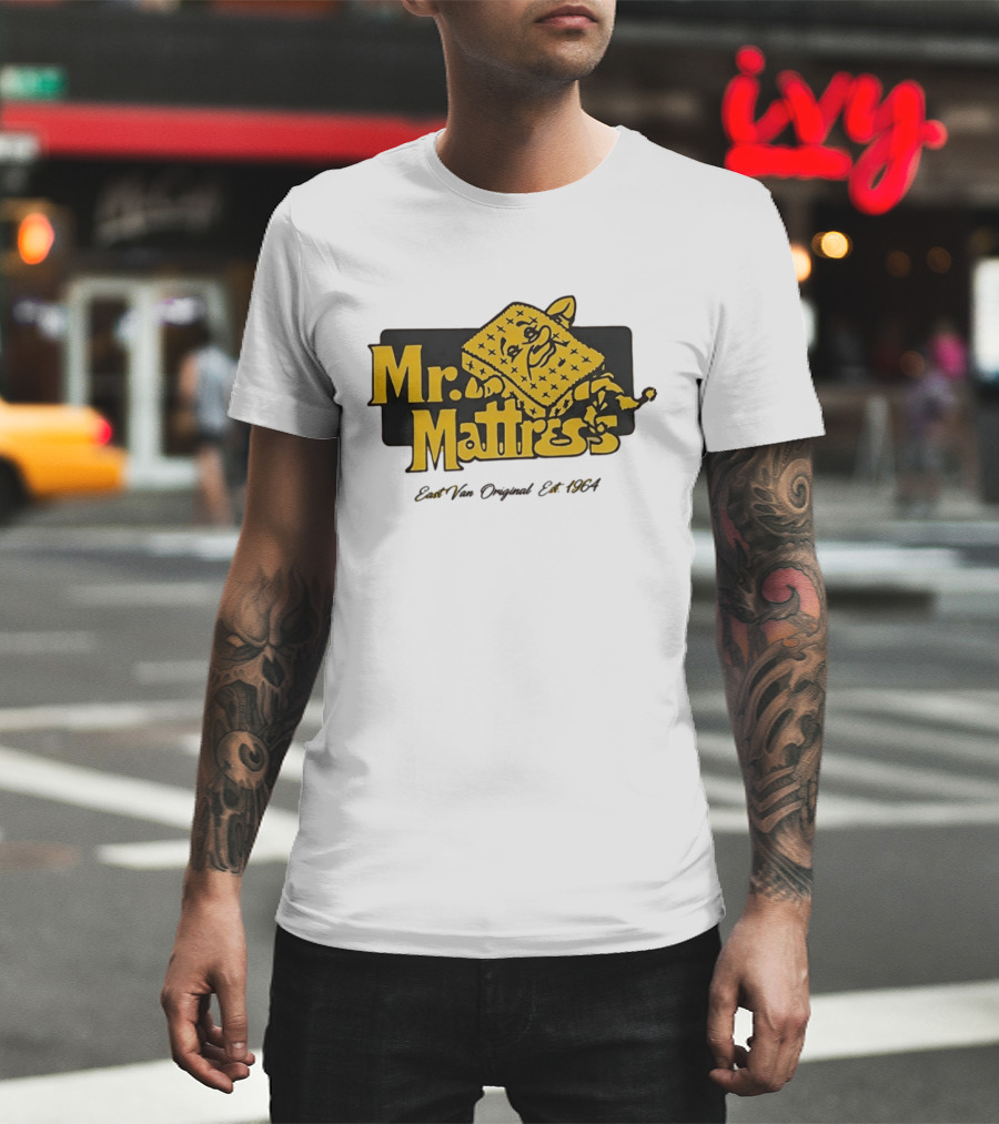 Mr Mattress East Van Original Est 1971 Flippable GOLD T-Shirt