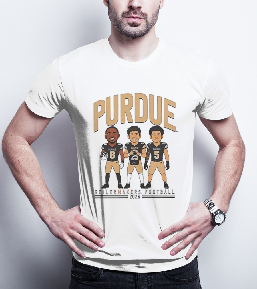 Purdue Boilermakers Football 2026 Three Cartoon Players T-Shirt
