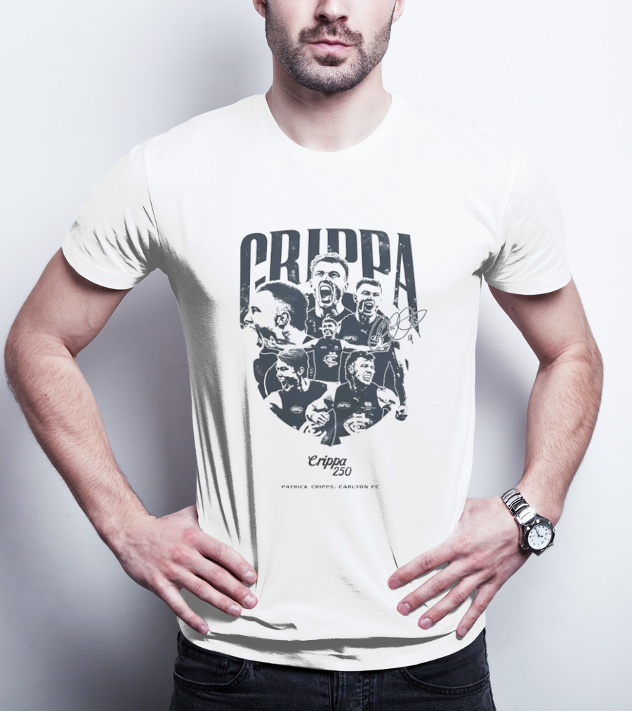 Crippa 250 Patrick Cripps Carlton FC Celebratory Milestone T-Shirt