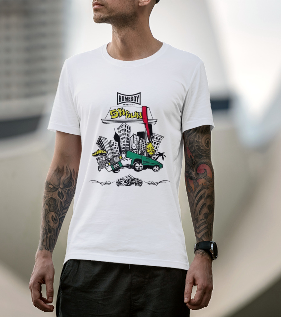 Homeboy Skrun Teddy Bear Driving City 5k Run Streetwear Adventure T-Shirt
