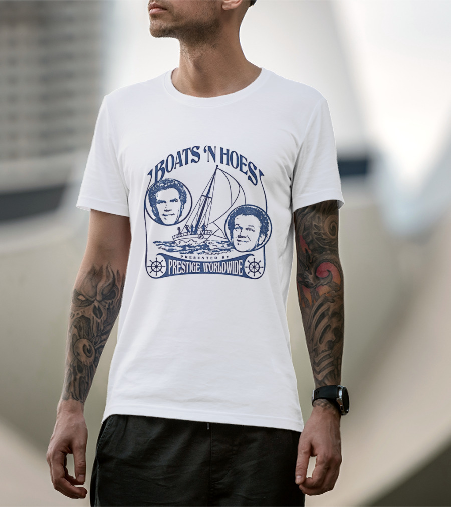Boats 'N Hoes Presented By Prestige Worldwide Step Brothers Faces Sailboat T-Shirt
