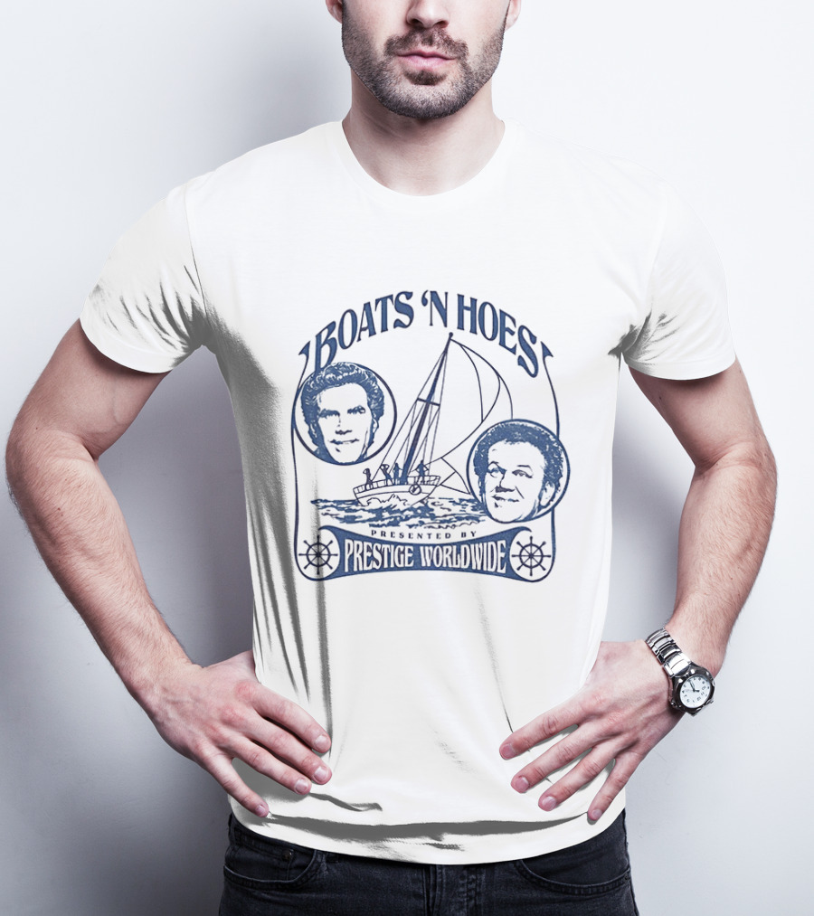 Boats 'N Hoes Presented By Prestige Worldwide Step Brothers Faces Sailboat T-Shirt