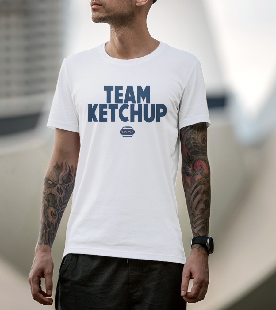 Team Ketchup Hot Dog Wavy Line T-Shirt