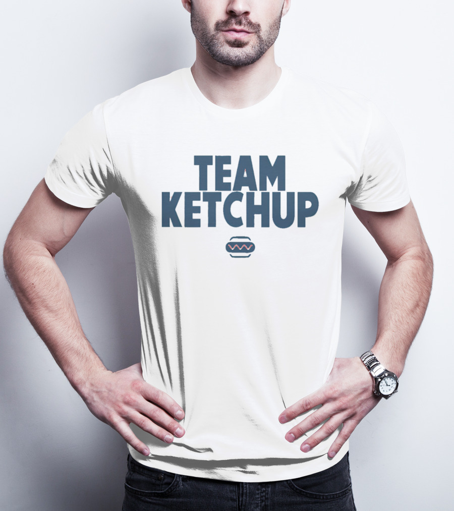 Team Ketchup Hot Dog Wavy Line T-Shirt