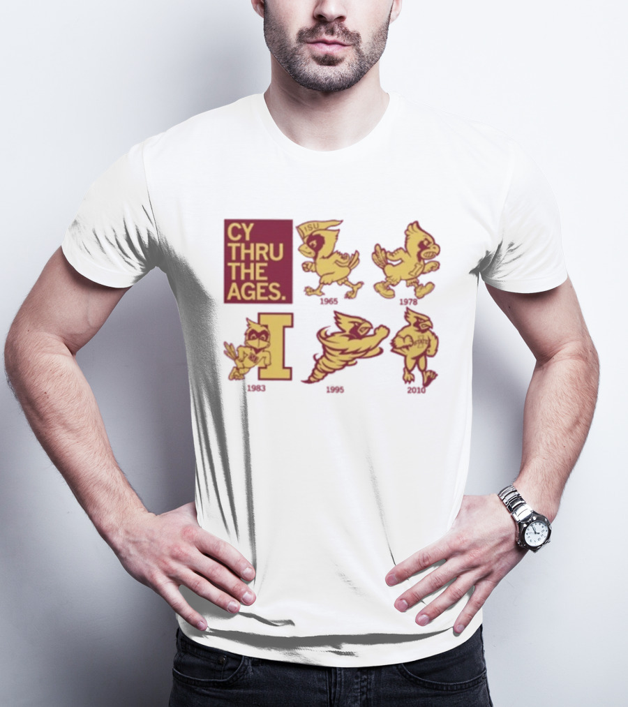 Iowa State Cyclones CY Thru The Ages Mascot Evolution Logos 1954 1972 1995 2008 T-Shirt