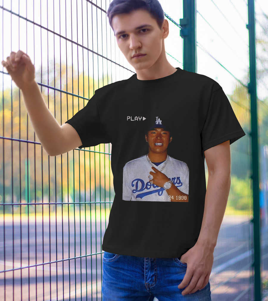 90s Yoshinobu Yamamoto Bootleg Rap Dodgers LA Jan 24 1998 T-Shirt