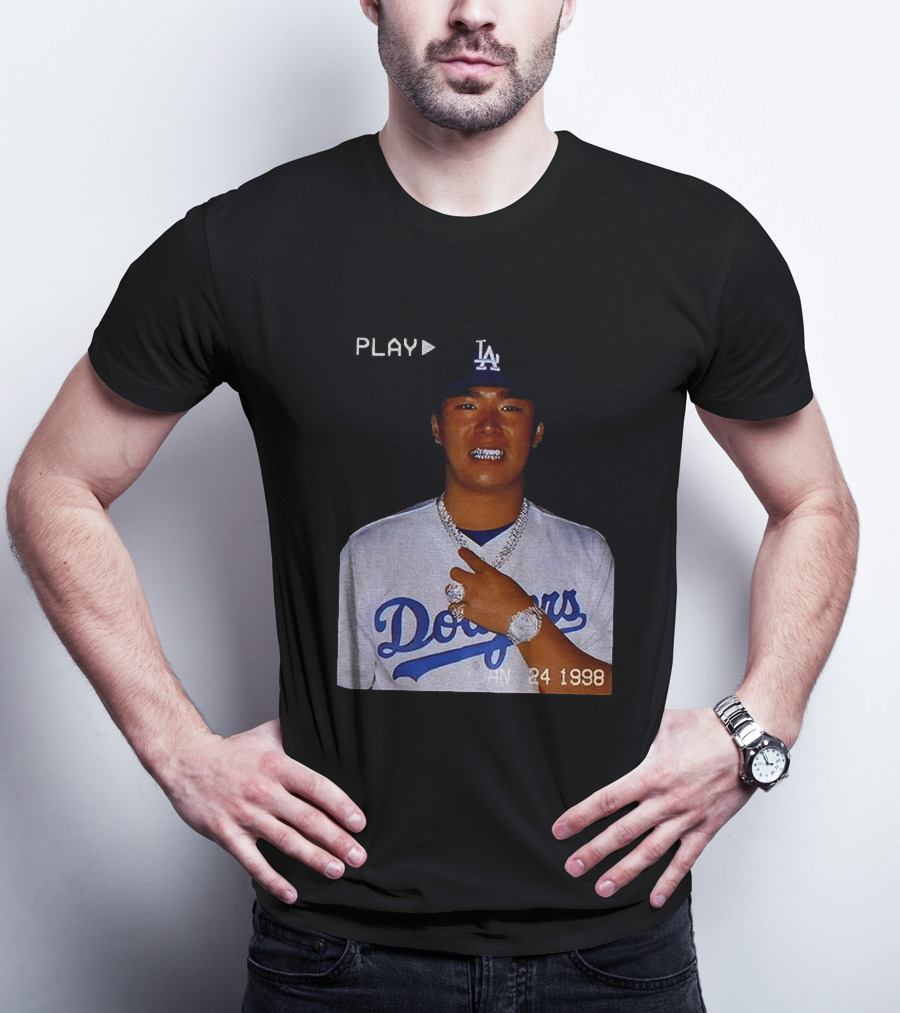 90s Yoshinobu Yamamoto Bootleg Rap Dodgers LA Jan 24 1998 T-Shirt