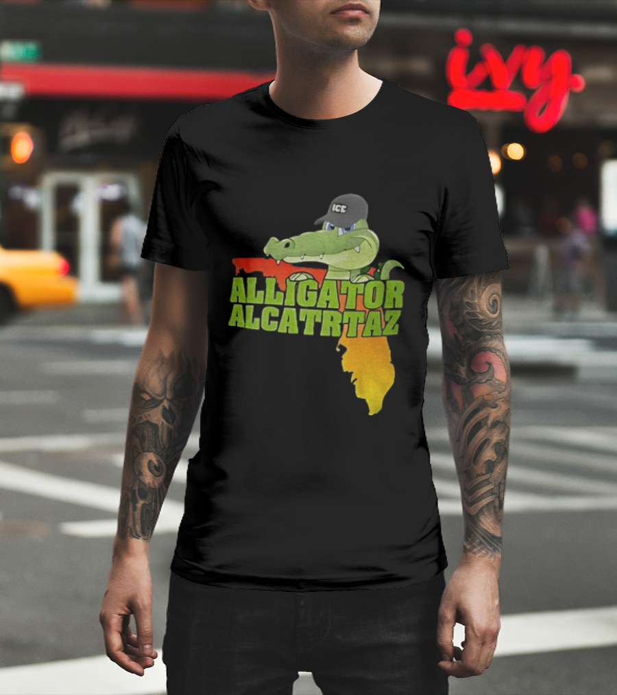 Alligator Alcatraz ICC Ice Cap Florida Map T-Shirt