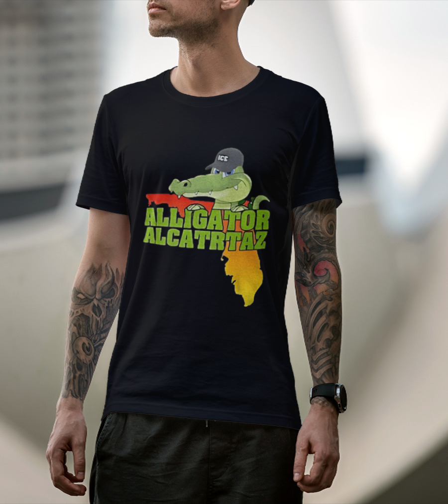 Alligator Alcatraz ICC Ice Cap Florida Map T-Shirt