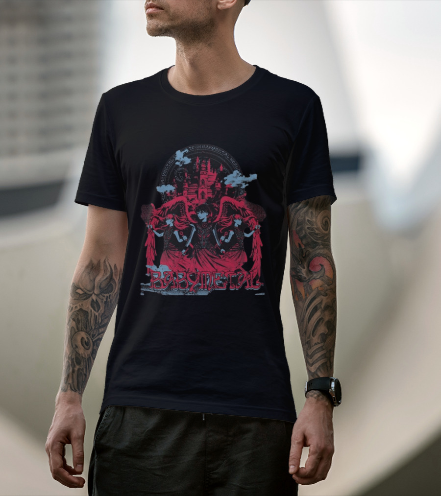 Babymetal Kingslayer Team Babymetal Corps Red Gothic Angels And Castle T-Shirt
