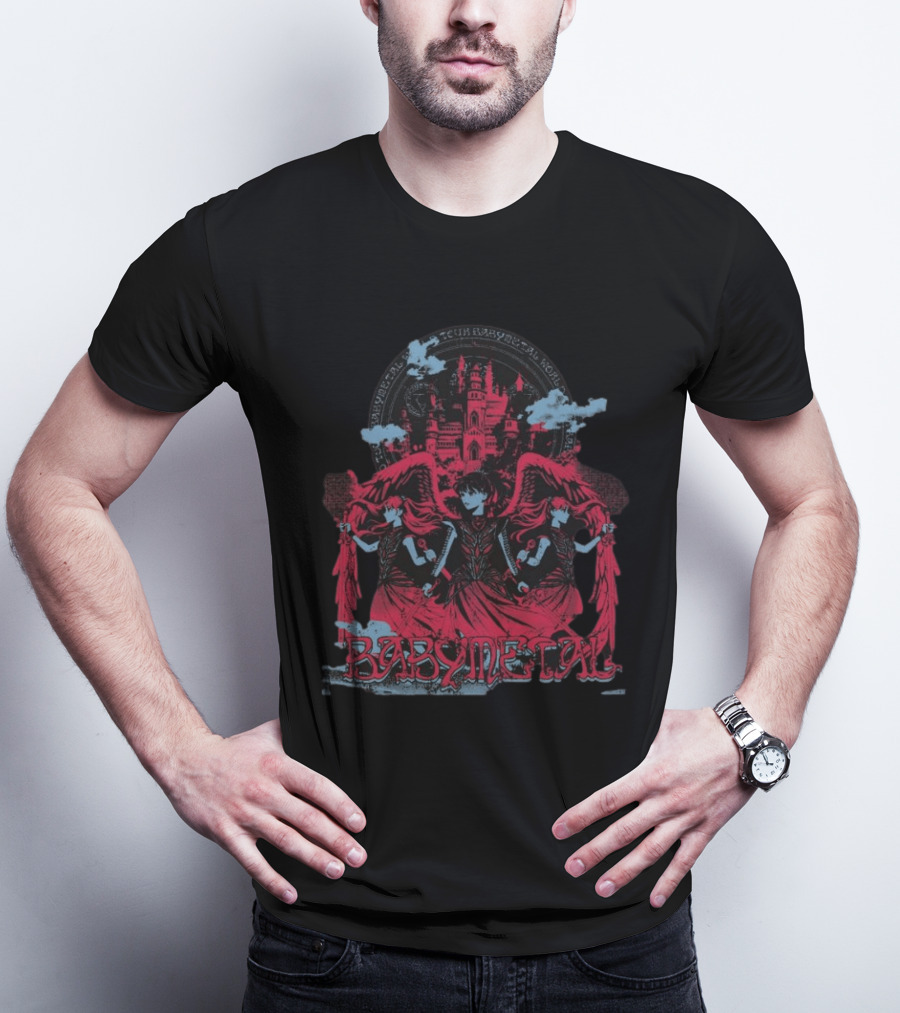 Babymetal Kingslayer Team Babymetal Corps Red Gothic Angels And Castle T-Shirt