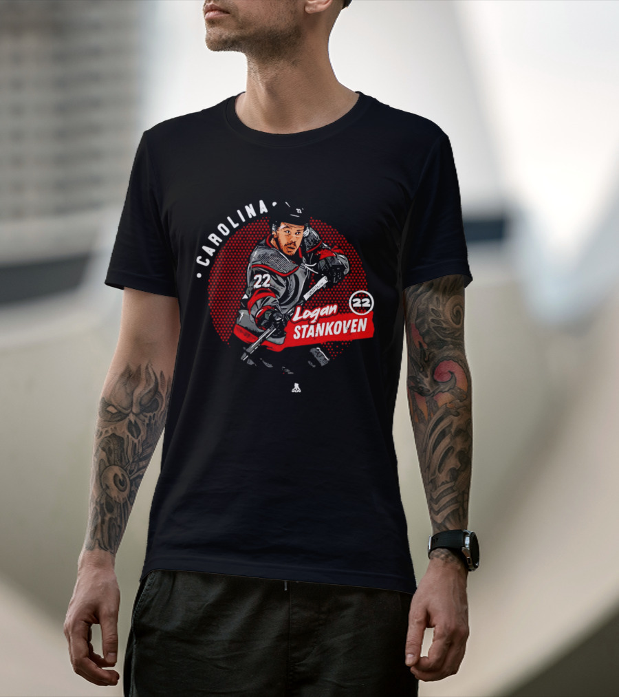Logan Stankoven 22 Carolina Hurricanes Hockey Player Dots T-Shirt