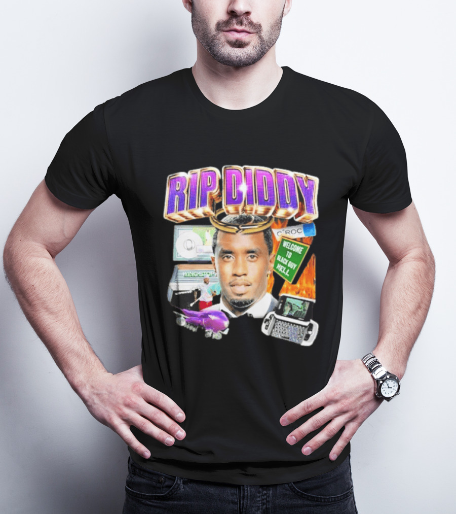 Sam Hyde Rip Diddy Welcome To Black Guy Hell Ciroc Wings 09 Typewriter T-Shirt