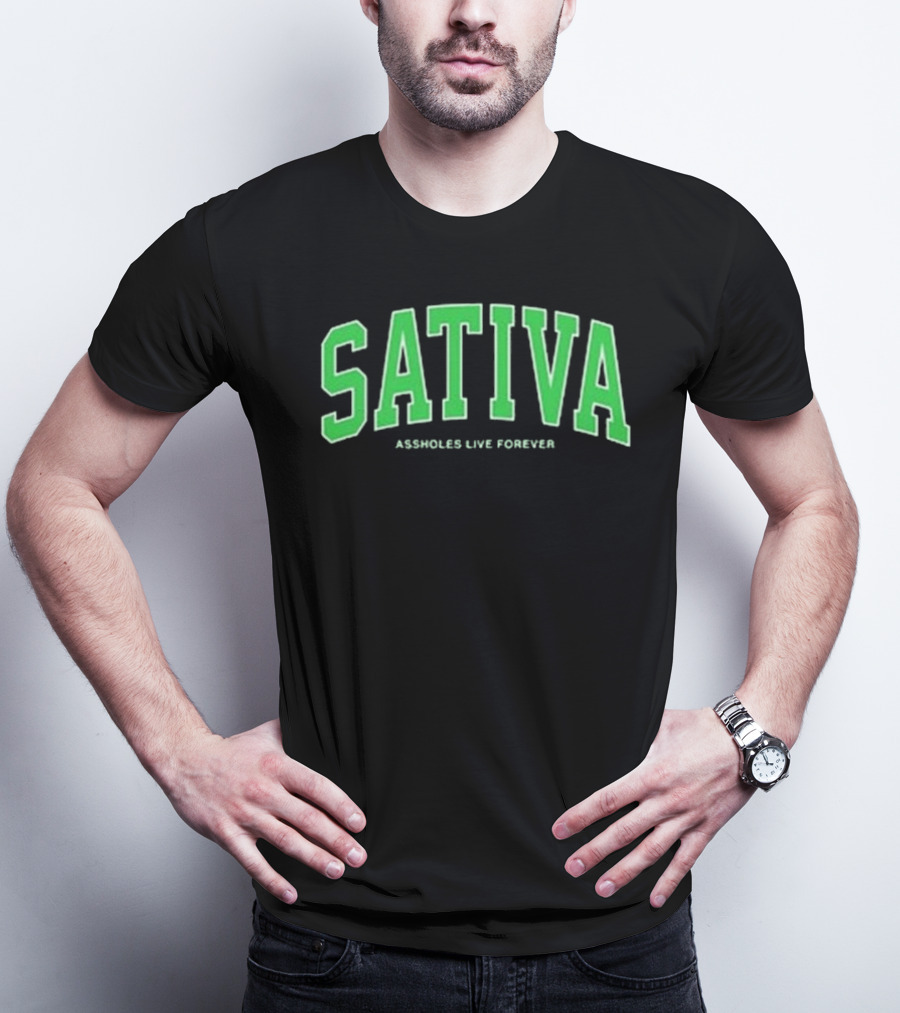 Sativa Assholes Live Forever Bold Arch Lettering T-Shirt
