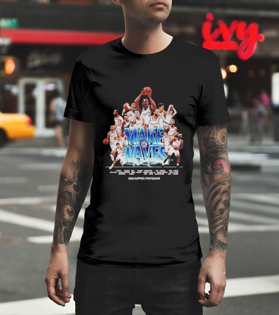 Make Waves Los Angeles Clippers NBA Basketball 2026 Players T-Shirt