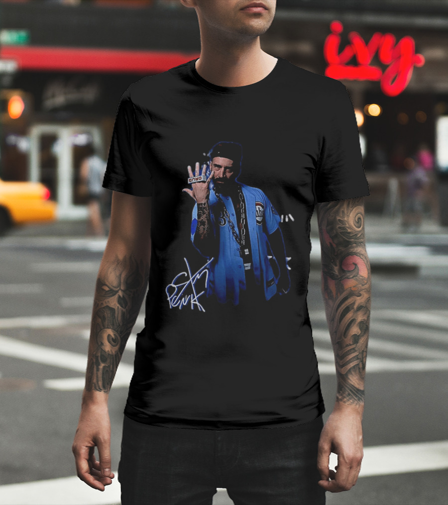 CM Punk WWE Signature Look With Chicago Baseball Jersey And Tattoos T-Shirt
