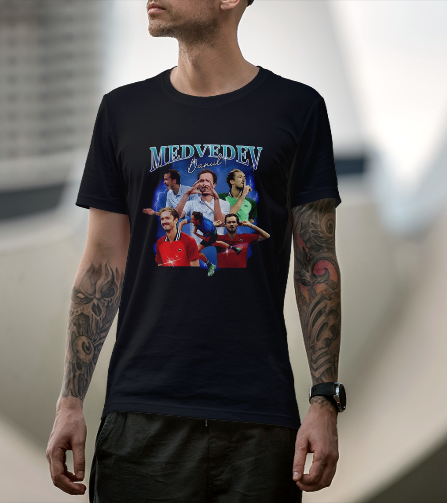 Medvedev Daniil Tennis Champion Dynamic Action Montage T-Shirt