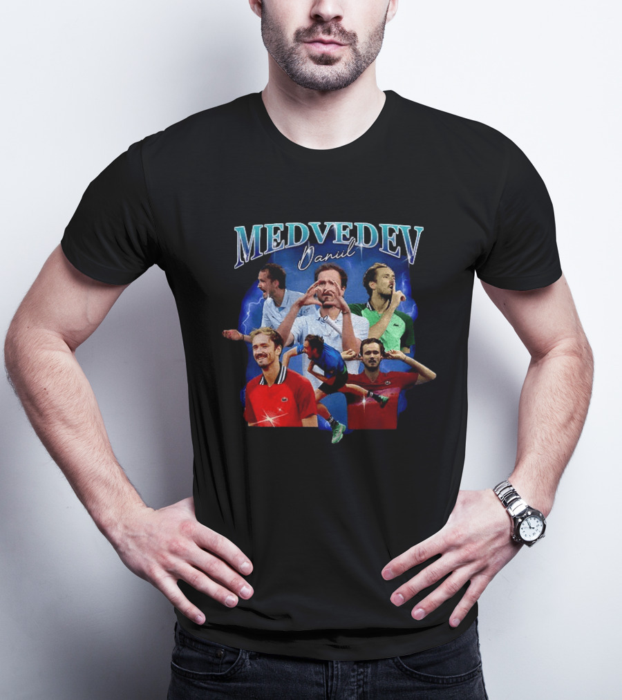 Medvedev Daniil Tennis Champion Dynamic Action Montage T-Shirt