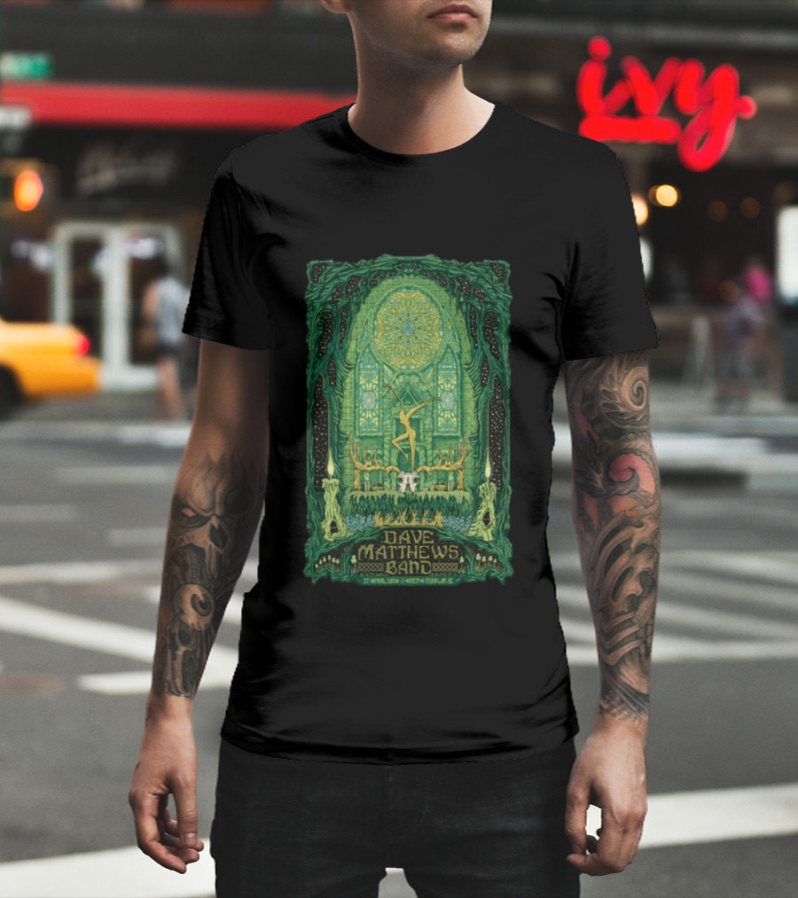 Dave Matthews Band 27 April 2024 3Arena Dublin IE Concert Art With Celtic And Candle T-Shirt