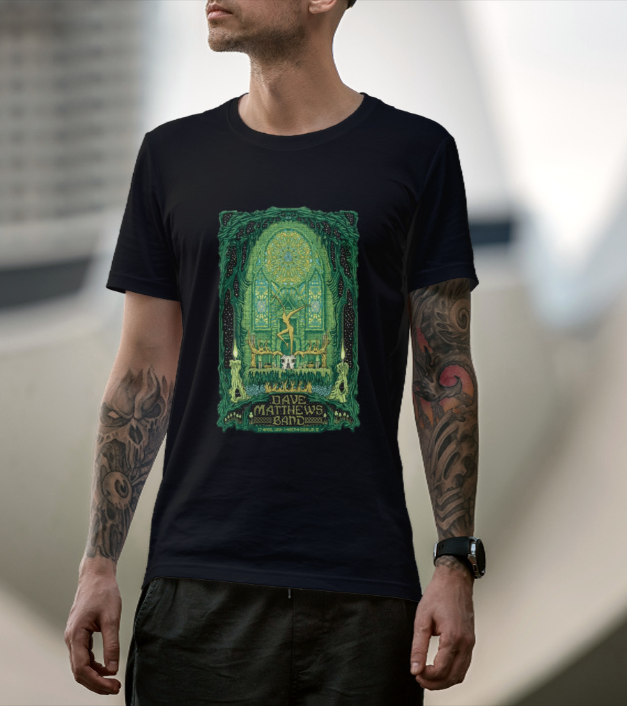 Dave Matthews Band 27 April 2024 3Arena Dublin IE Concert Art With Celtic And Candle T-Shirt
