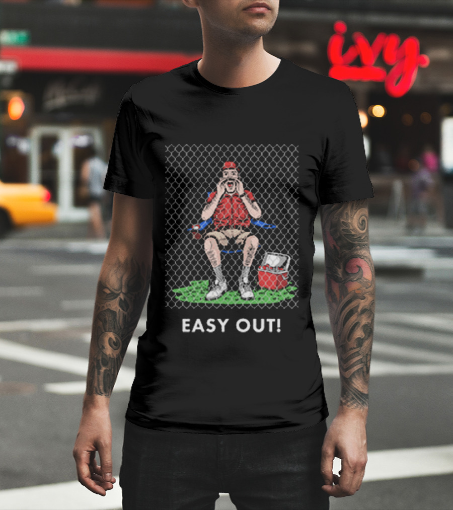Easy Out Umpire Sitting Behind Chain Link Fence T-Shirt
