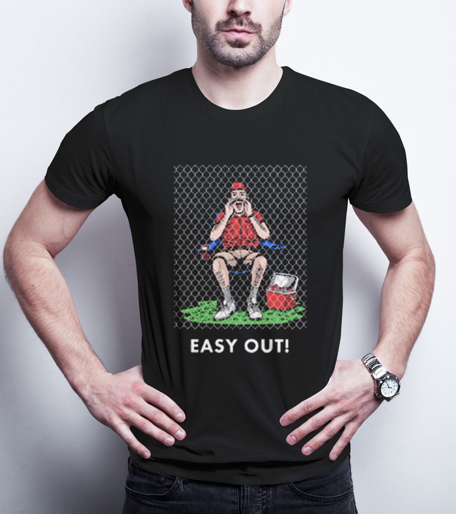 Easy Out Umpire Sitting Behind Chain Link Fence T-Shirt