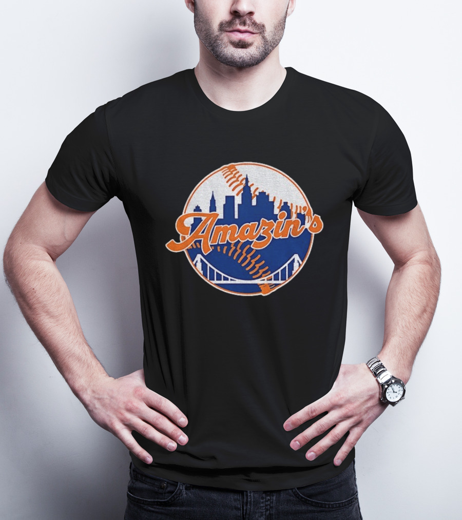 New York Mets Amazin's Skyline Baseball Bridge T-Shirt