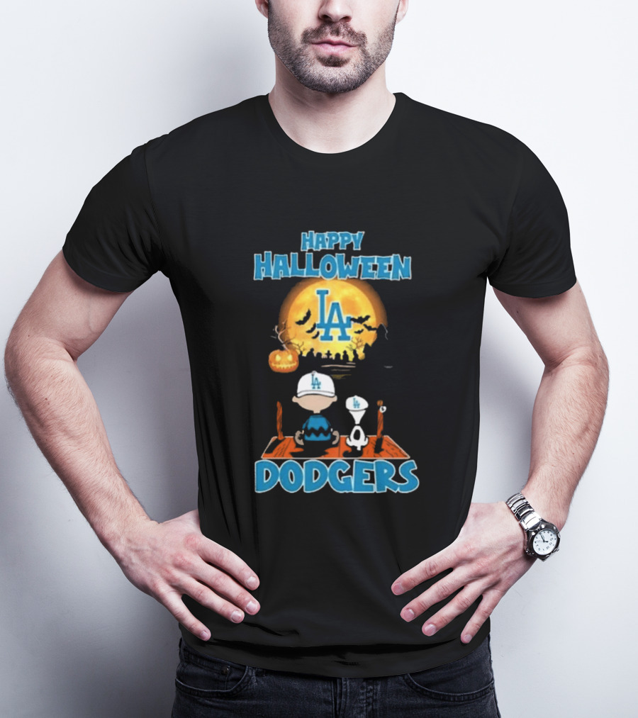 Happy Halloween Los Angeles Dodgers Peanuts Snoopy Charlie Brown T-Shirt